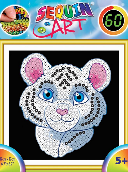 Sequin Art® 60 White Tiger Sparkling Mini Craft Kit - Complete in 1 Ho ...