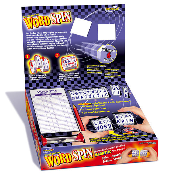 Deluxe WORD SPIN Family Edition Crossword Style Game with Magnetic Whe ...